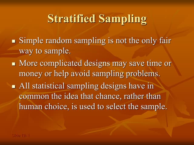 Sampling - Stratified vs Cluster