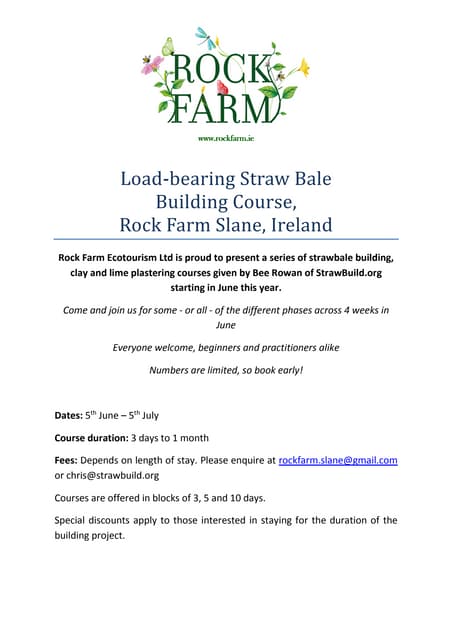 Straw bale building course at Rock Farm Slane with Bee Rowan ...