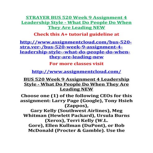 Strayer bus-520-week-9-assignment-4-leadership-style | PDF