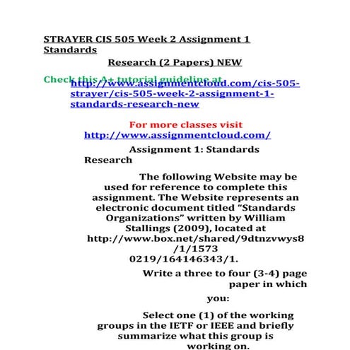 Strayer Cis 505 Week 2 Assignment 1 Standards Research Pdf