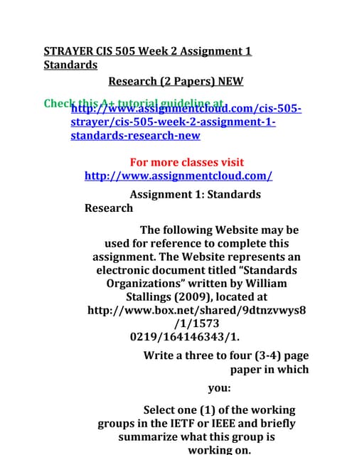 Strayer Cis 505 Week 2 Assignment 1 Standards Research Pdf