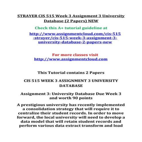 Strayer cis-515-week-3-assignment-3-university-database | PPT