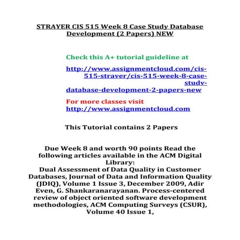 Strayer cis-515-week-8-case-study-database-development | PDF