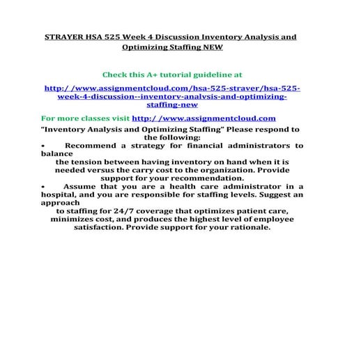 Strayer hsa-525-week-4-discussion | PPT | Business and Finance