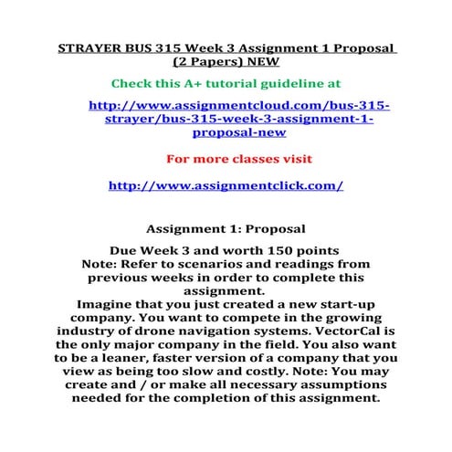 Strayer bus 315 week 3 assignment 1 proposal | DOC
