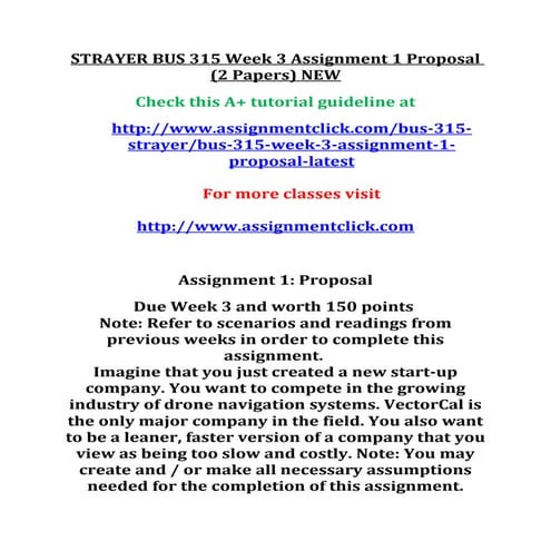 Strayer bus 315 week 3 assignment 1 proposal | DOC