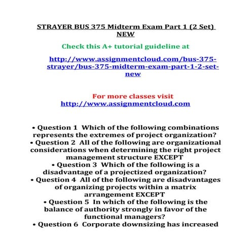 Strayer bus 375 midterm exam part 1 | DOC