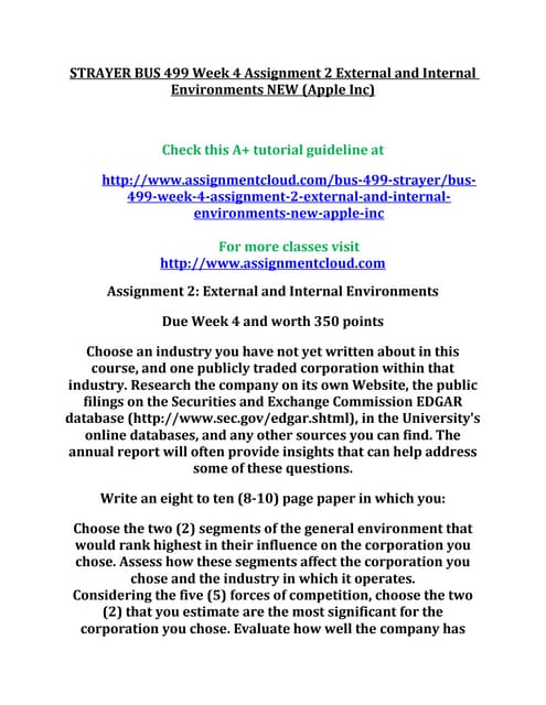 Bus 475 week 10 assignment 3 | DOCX | Business | Business and Finance