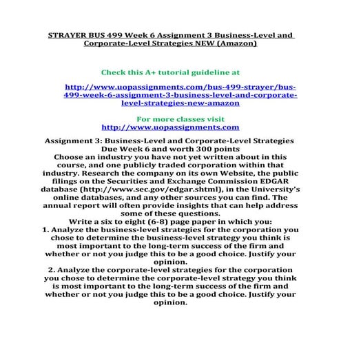 Strayer bus 499 week 6 assignment 3 business7 | PDF