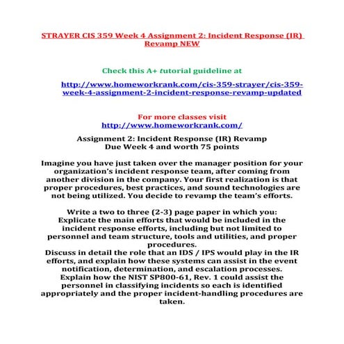 Strayer Cis 359 Week 4 Assignment 2 Pdf