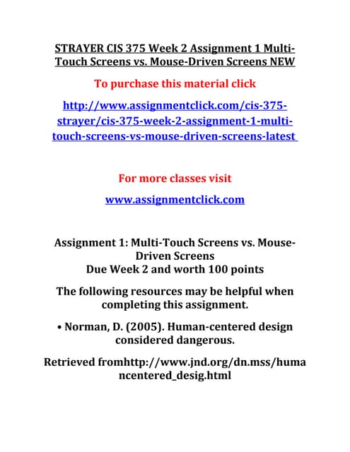 Strayer Cis 375 Week 2 Assignment 1 Multi Pdf