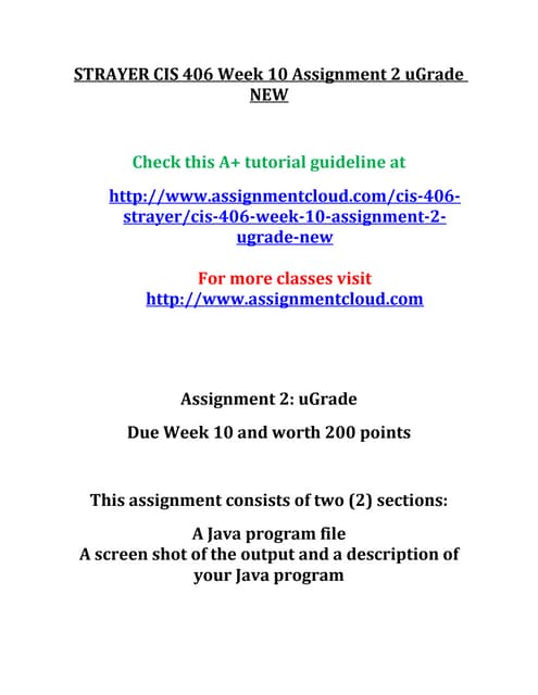 Strayer Cis 406 Week 10 Assignment 2 U Grade New Pdf