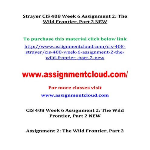Strayer cis 408 week 6 assignment 2 | DOC