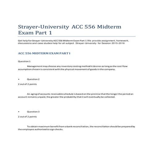 ACC 557 Midterm Exam Part 1 | PPTX