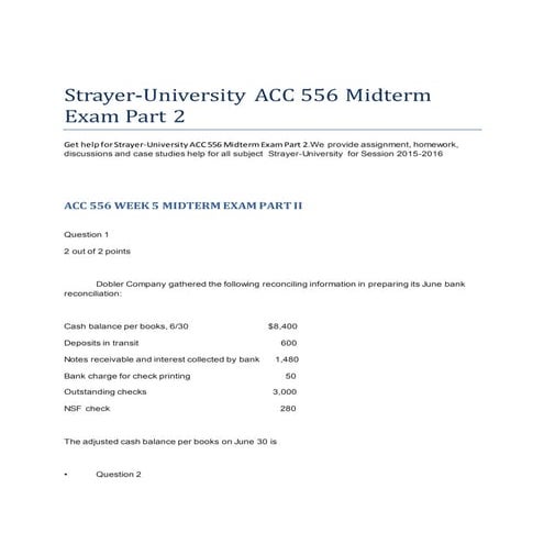 ACC 557 Midterm Exam Part 1 | PPTX