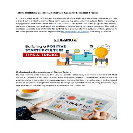 Streamfix-Building a Positive Startup Culture Tips and Trick 2024.pdf