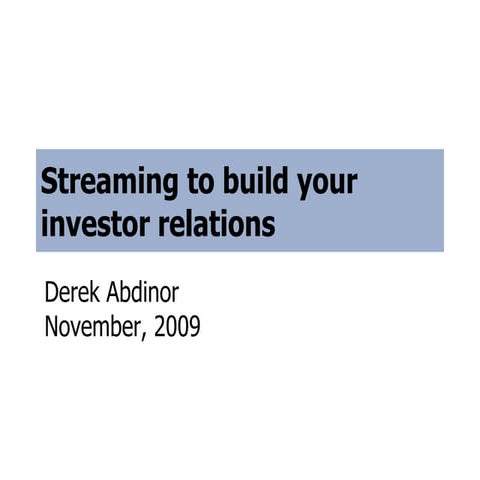 Streaming Media For Investor relations | PPT