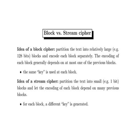 Block Cipher vs. Stream Cipher | PDF
