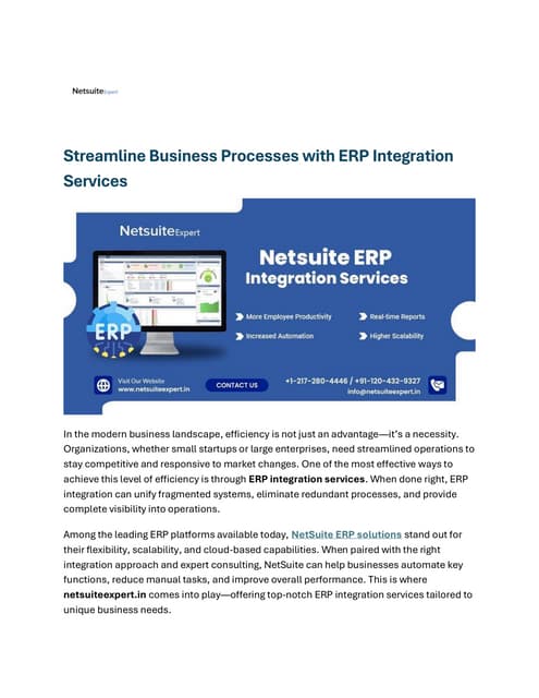 Streamline Operations with NetSuite Integrations | PDF