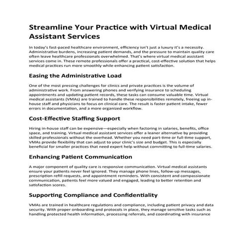 Streamline Your Practice with Virtual Medical Assistant Services.docx