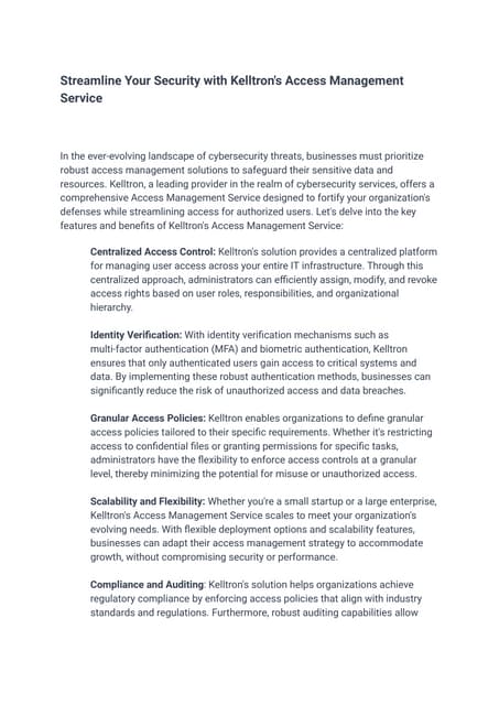 Kelltron's Network Security Services | PDF