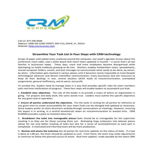Streamline your task list in four steps with crm technology | PDF