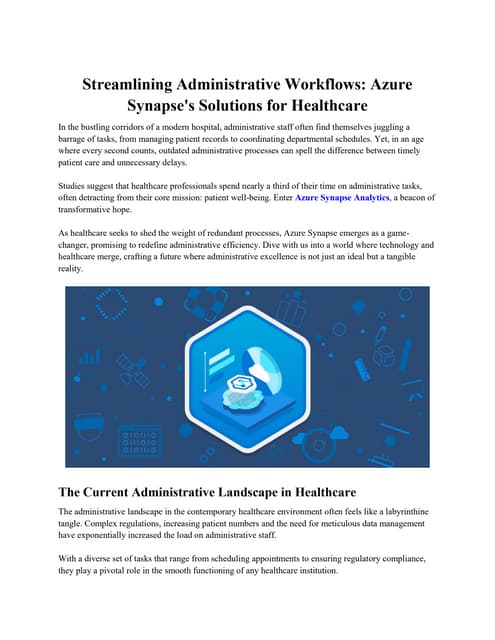 Streamlining Administrative Workflows Azure Synapse's Solutions for ... Streamlining Administrative Workflows Azure Synapse's Solutions for ...