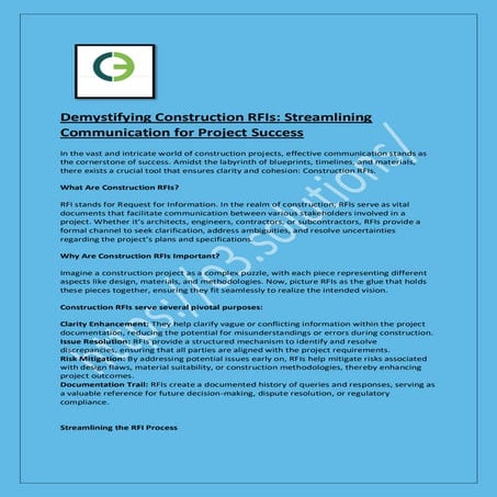 Streamlining Communication For Project Success Pdf Construction