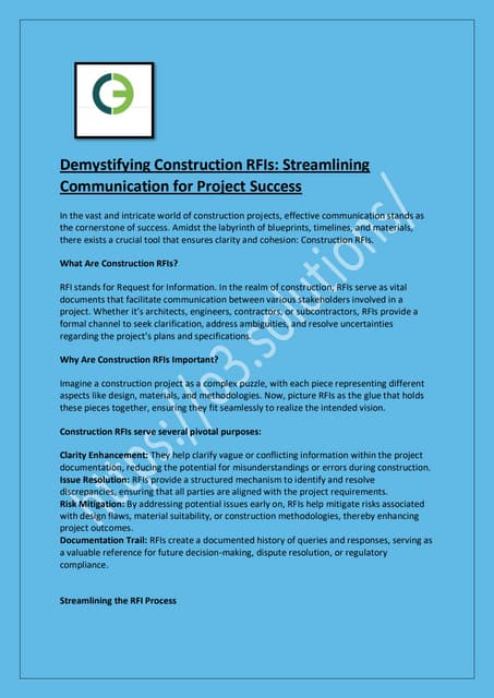 Streamlining Communication For Project Success Pdf Construction