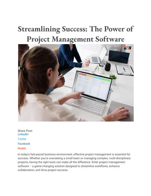 Streamlining Success The Power Of Project Management Software Pdf