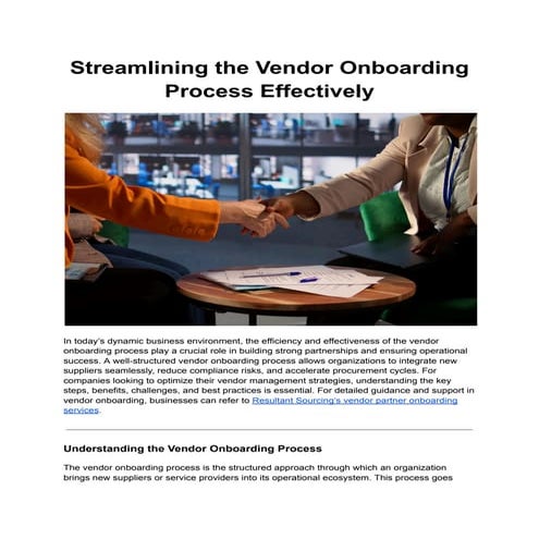Vendor Onboarding The Ultimate Guide | PDF