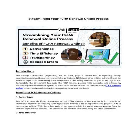 Step-by-Step Guide- FCRA Renewal Certificate Download Process | PDF