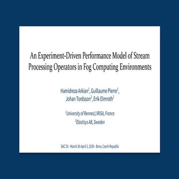 An Experiment Driven Performance Model Of Stream Processing Operators In Fog Computing