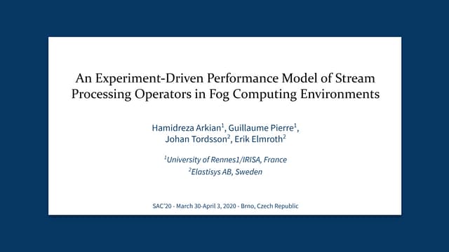 An Experiment Driven Performance Model Of Stream Processing Operators In Fog Computing