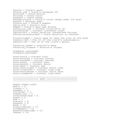 Stream variables | TXT