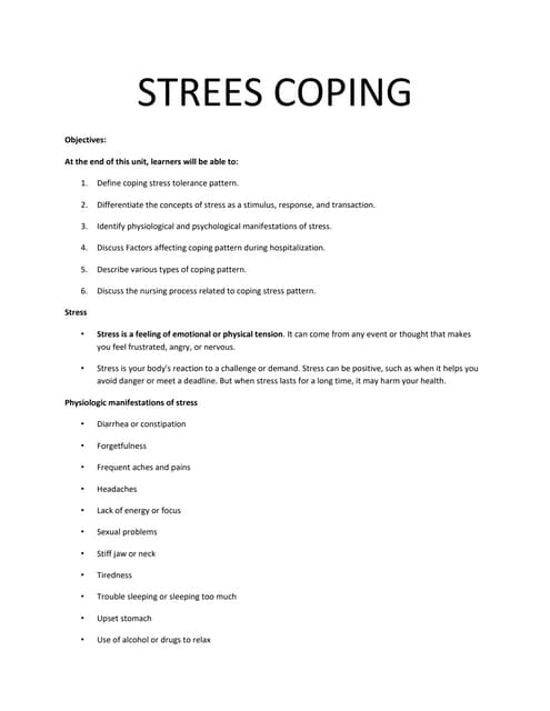 Coping with stress.ppt | Fitness and Exercise | Healthy Living