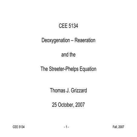 The do sag curve and the streeter phelps equation | PPTX