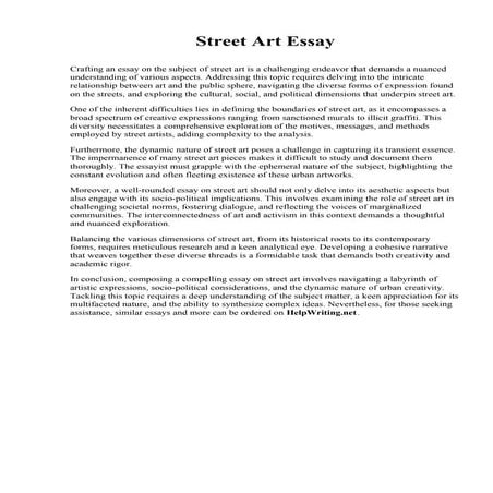Street Art Essay. Treasure Valley Community College | PDF