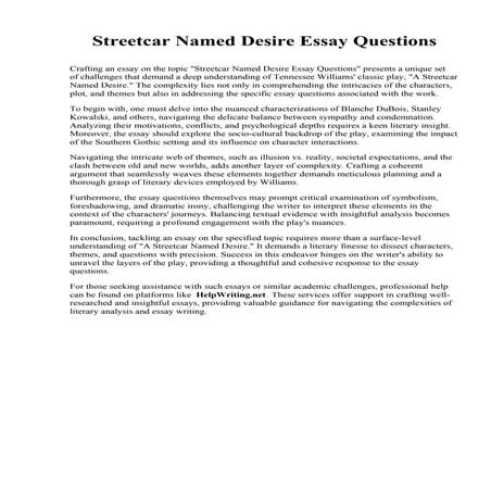 Streetcar Named Desire Essay Questions.pdf