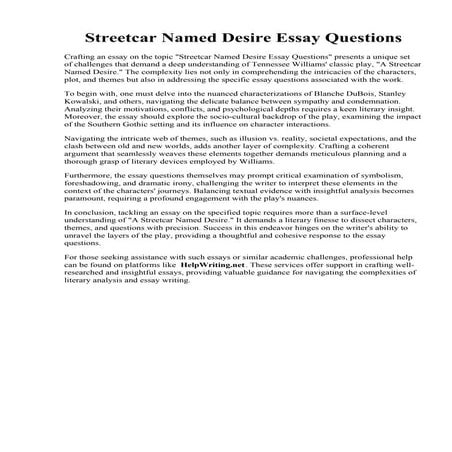 Streetcar Named Desire Essay Questions.pdf
