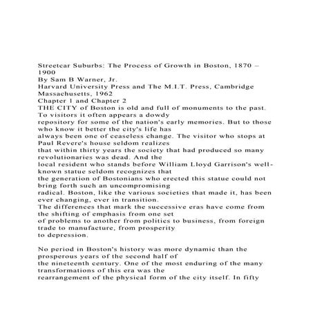 Streetcar Suburbs The Process of Growth in Boston, 1870 –1.docx