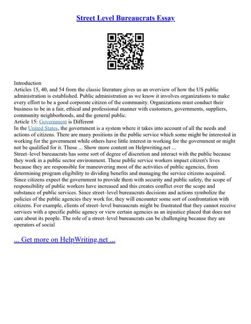 Article Street-Level Bureaucracy The Critical Role of Street-Le.docx