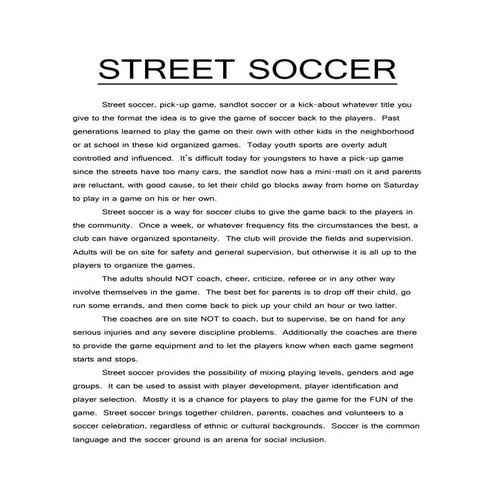 Street soccer | PDF
