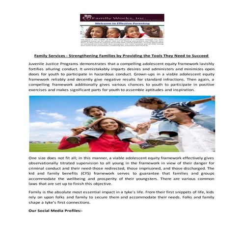 Strengthening families by providing the tools they need to succeed ...