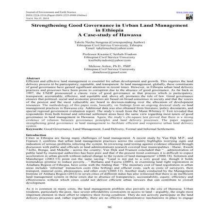 Strengthening good governance in urban land management in ethiopia | PDF