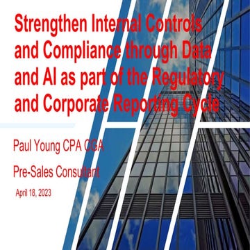 Strengthen Internal Controls and Compliance through Data and AI as part ...