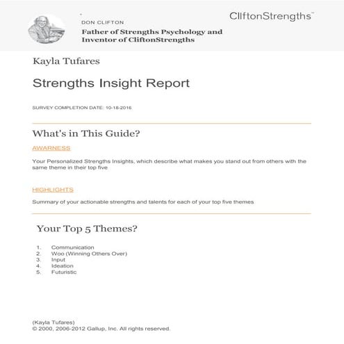 Strengths Based Insight Report | PDF | Career Advice | Careers