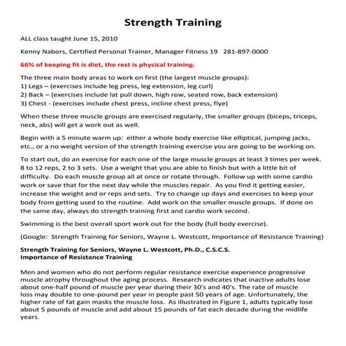 Strength Training | PDF