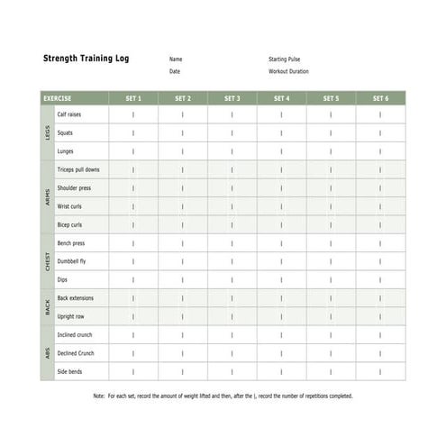 Strength Training Log | PPT