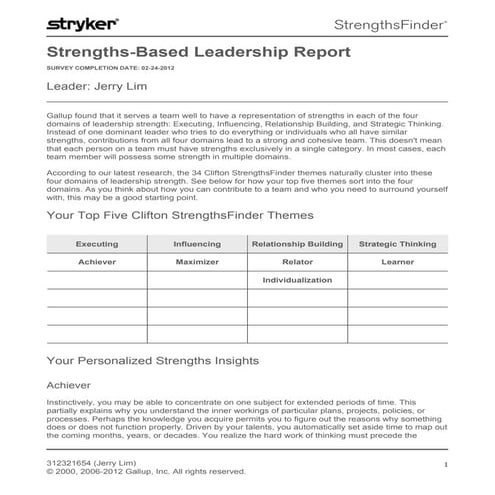 Strengths-based leadership report | PDF
